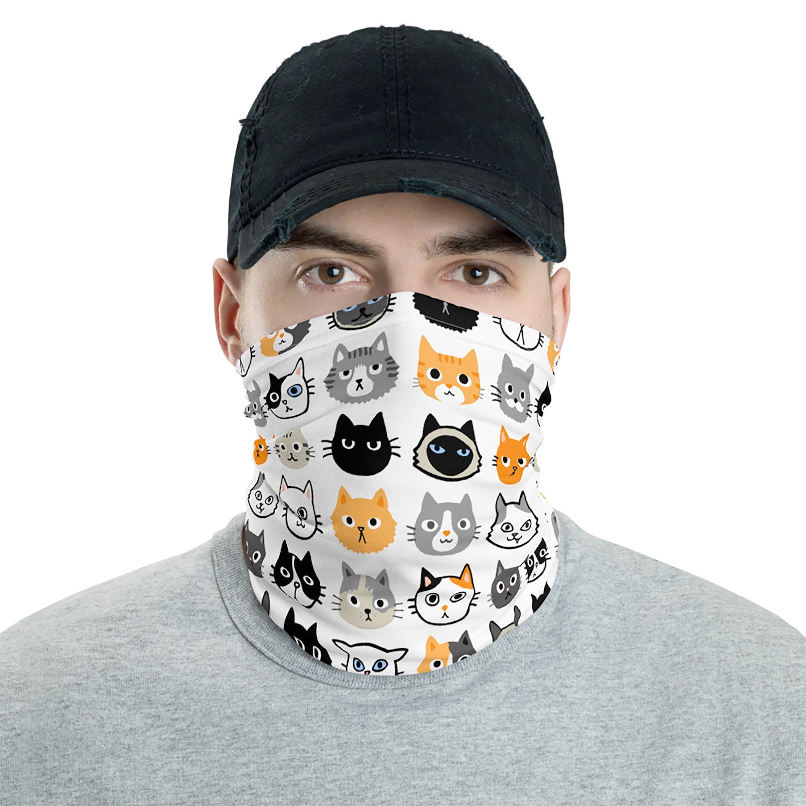 Cool Cats Neck Gaiter Funny Cat Faces Multipurpose Face - Etsy