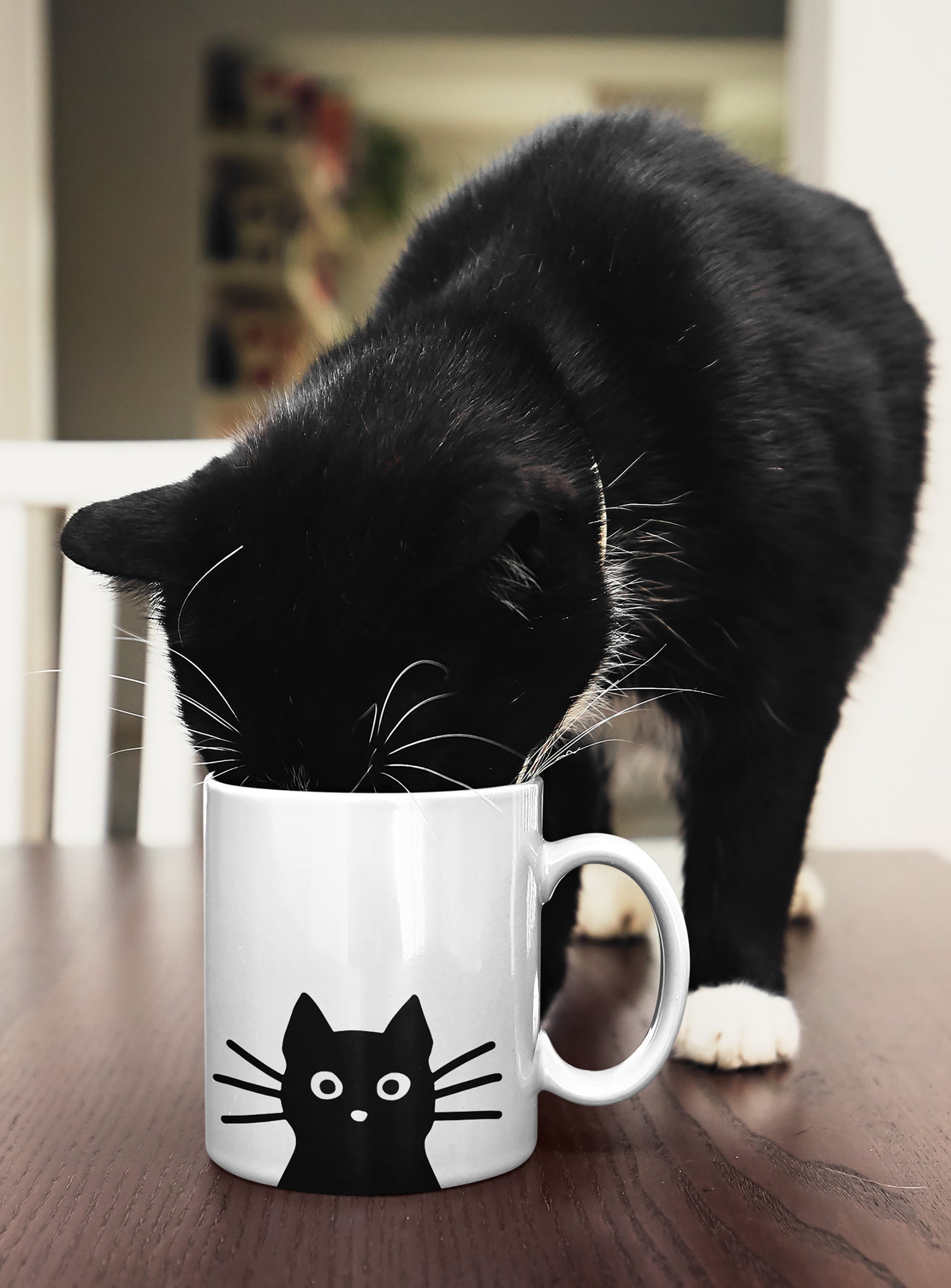 Peeking Black Cat Coffee Mug Curious Cat is Watching You - Etsy