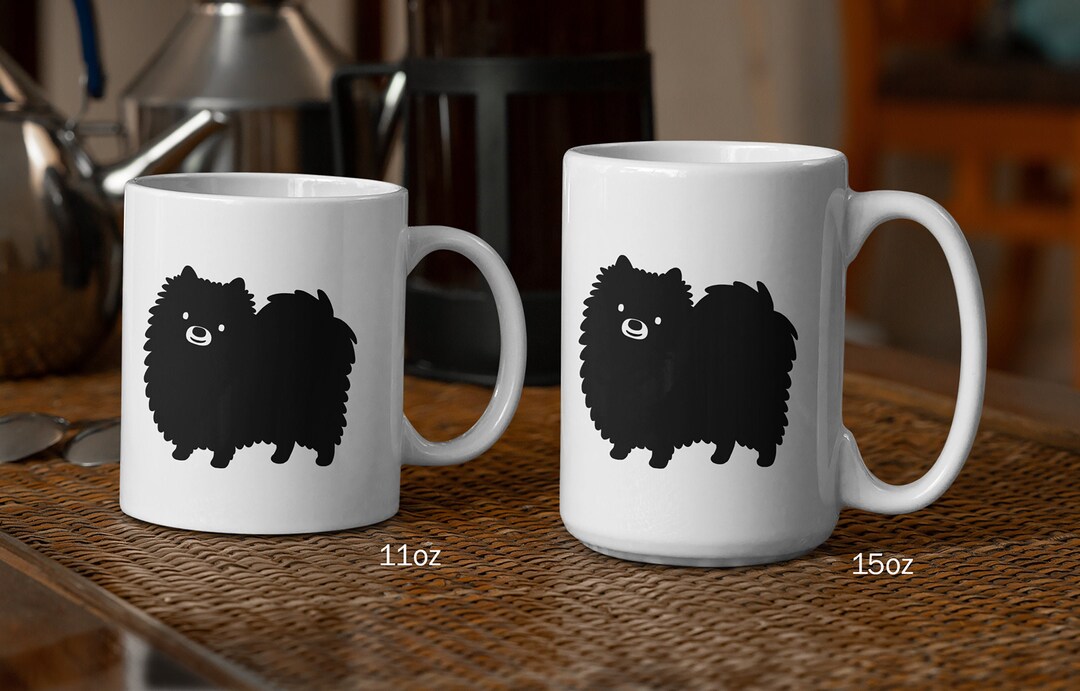 Black Pomerania Coffee Mug Cute Pom Dog Cartoon Ceramic Coffee Cup Gift ...