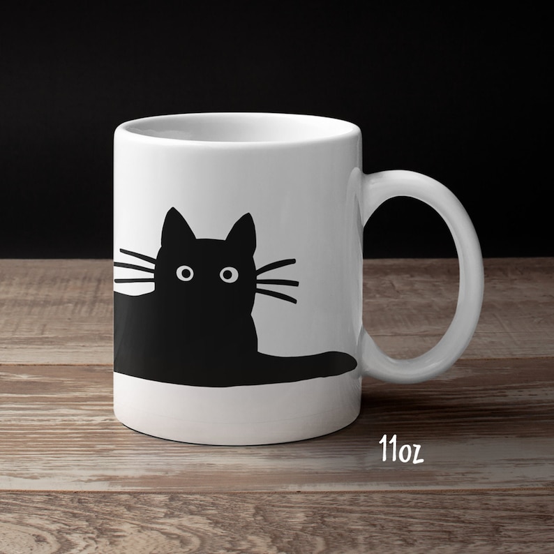 Cool Black Cat Mug Kitty Cat Lover's Ceramic Coffee Mug | Etsy