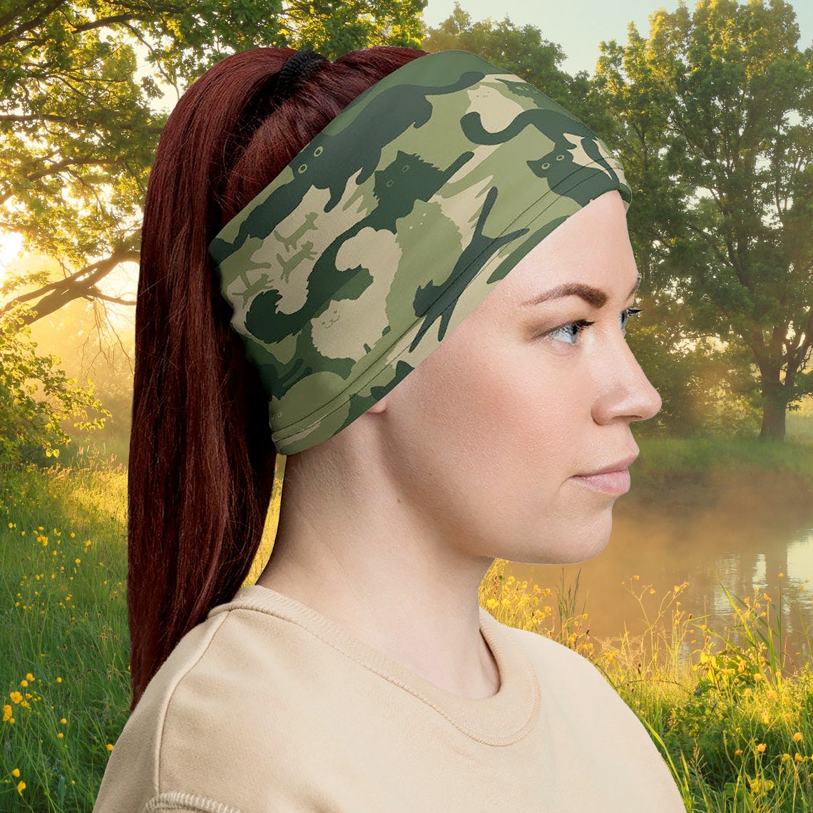 Camouflage Cats Neck Gaiter Face Mask Army Green or Grey Cats | Etsy