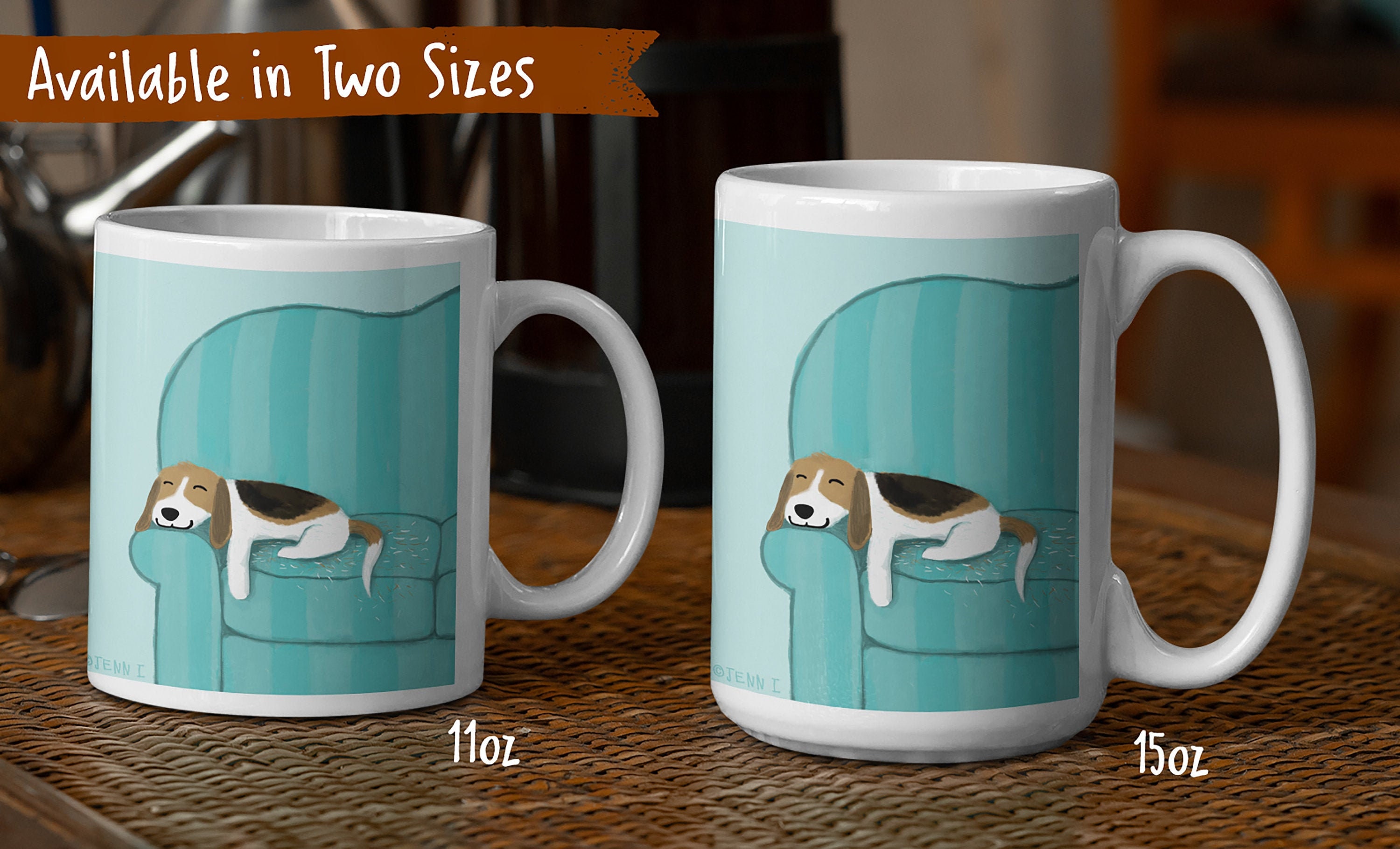 Beagle Coffee Mug Cute Dog Lover's Ceramic Mug Lazy - Etsy