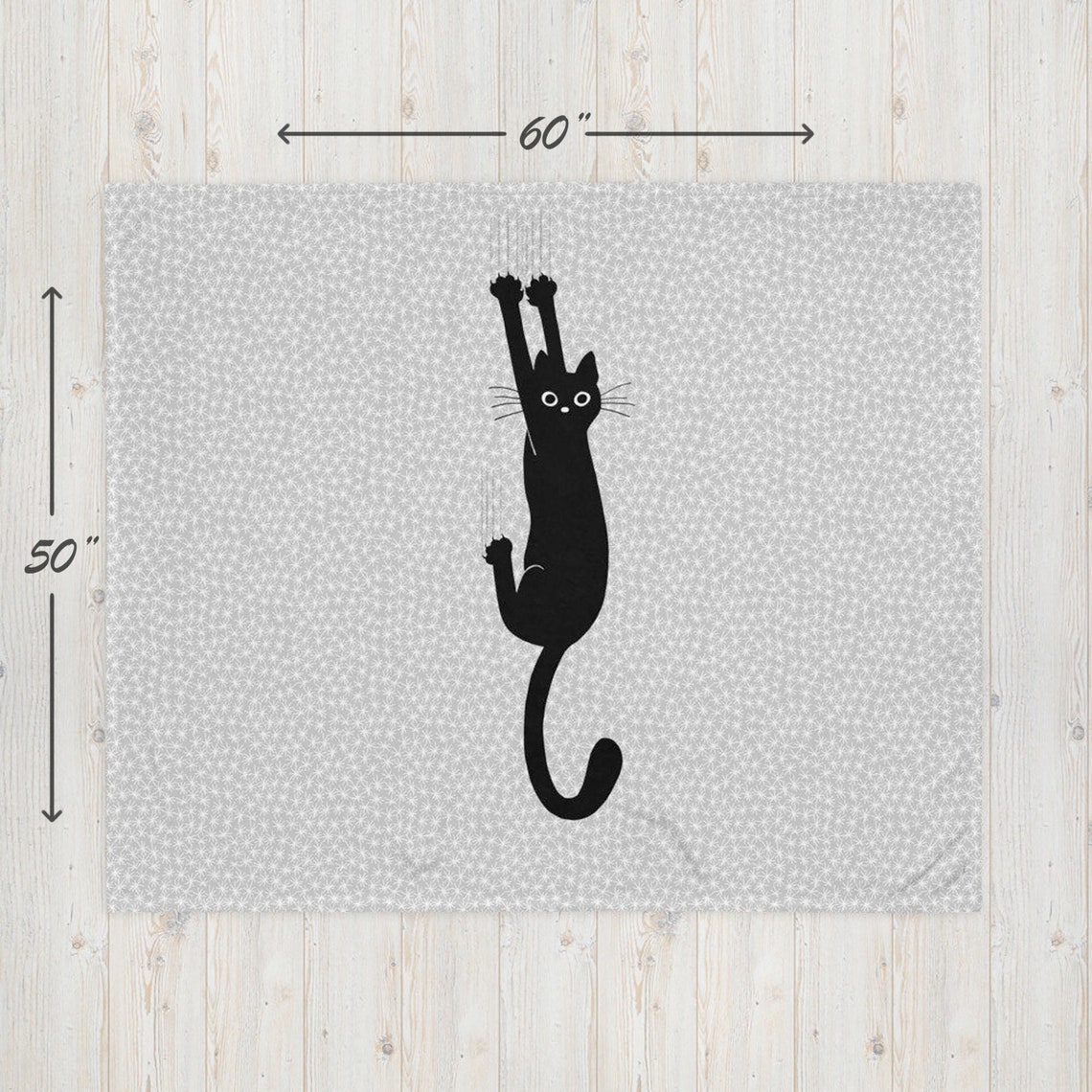 Black Cat Throw Blanket Funny Cat Hanging on Cute Kitty - Etsy