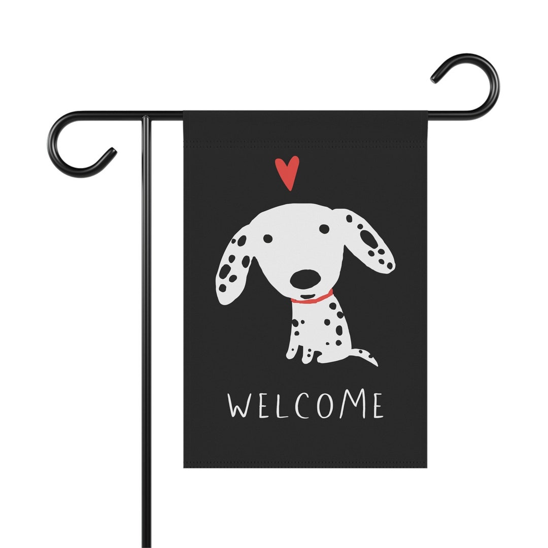 Dalmatian Welcome Flag Dalmatian Puppy Garden Flag Cute Dog With Heart ...