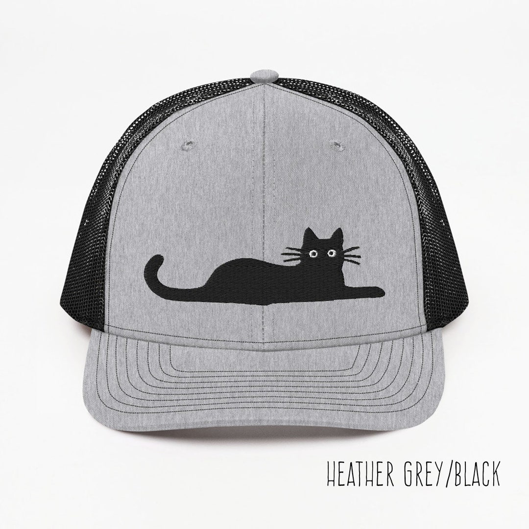 Cool Black Cat Trucker Hat | Embroidered Black Cat | Cat Lover's Cap ...