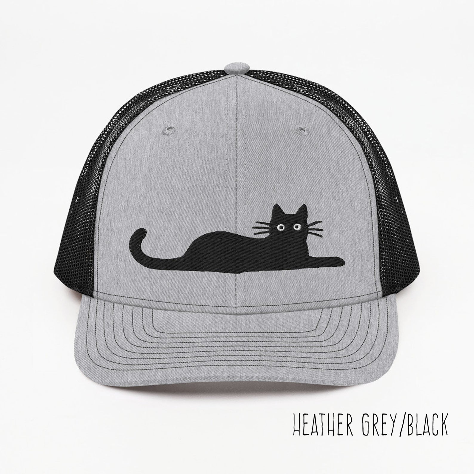 Cool Black Cat Trucker Hat Embroidered Black Cat Cat Lover's Cap With ...