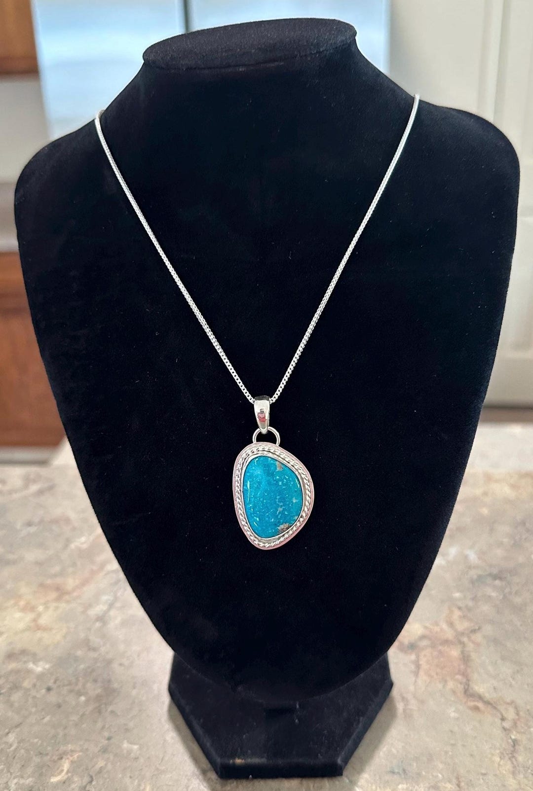 Natural Bisbee Waterweb Turquoise & Sterling Silver Necklace by Bruce ...