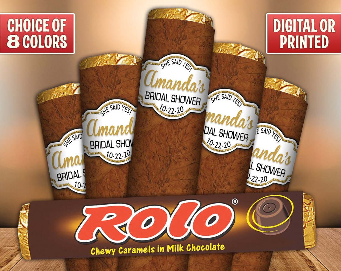 Personalized Bridal Shower Rolos Chocolate Cigar Wrappers - Bridal ...