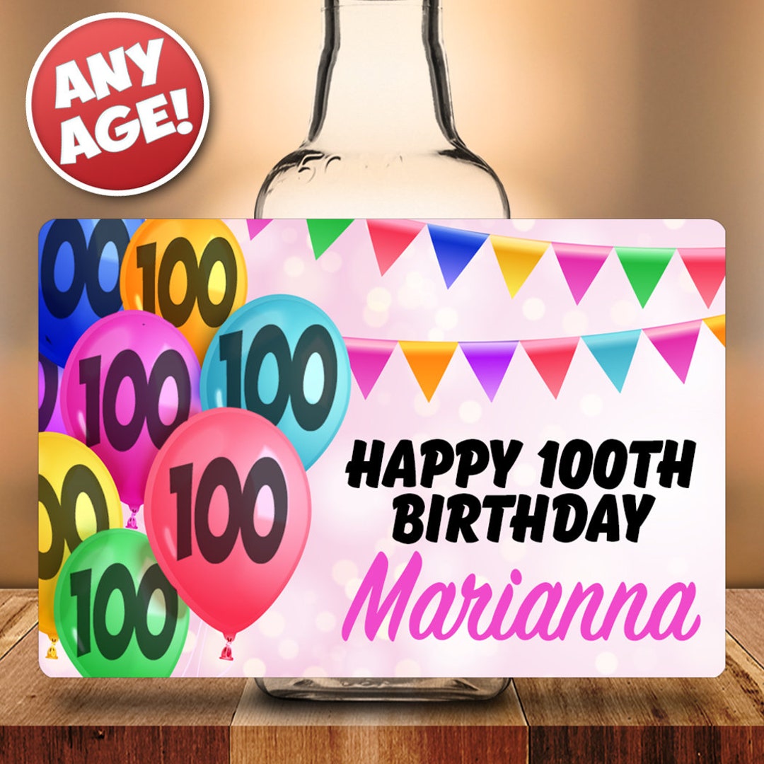 100th Birthday Mini Liquor Bottle Labels: Party Favors - Etsy