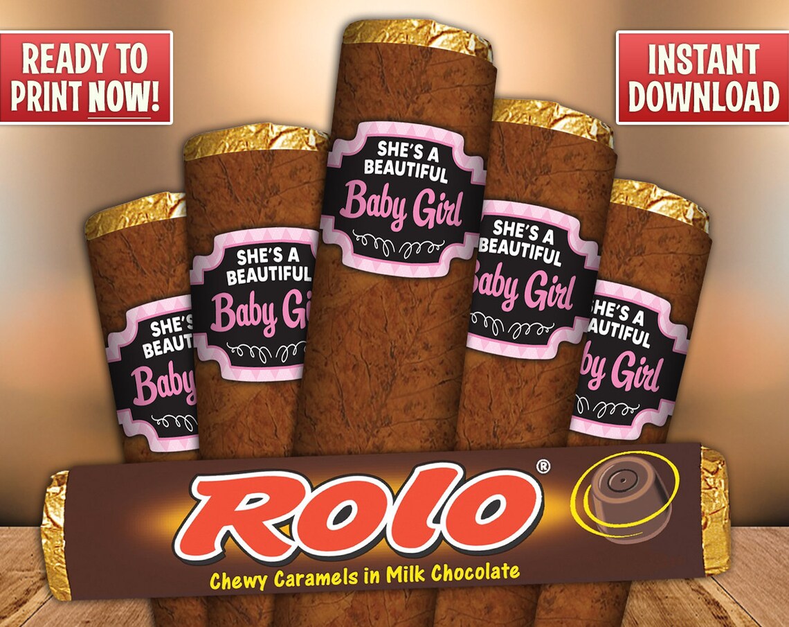 It's A Girl Chocolate Cigar Favor Wrappers for Rolo's Candy, DIY ...