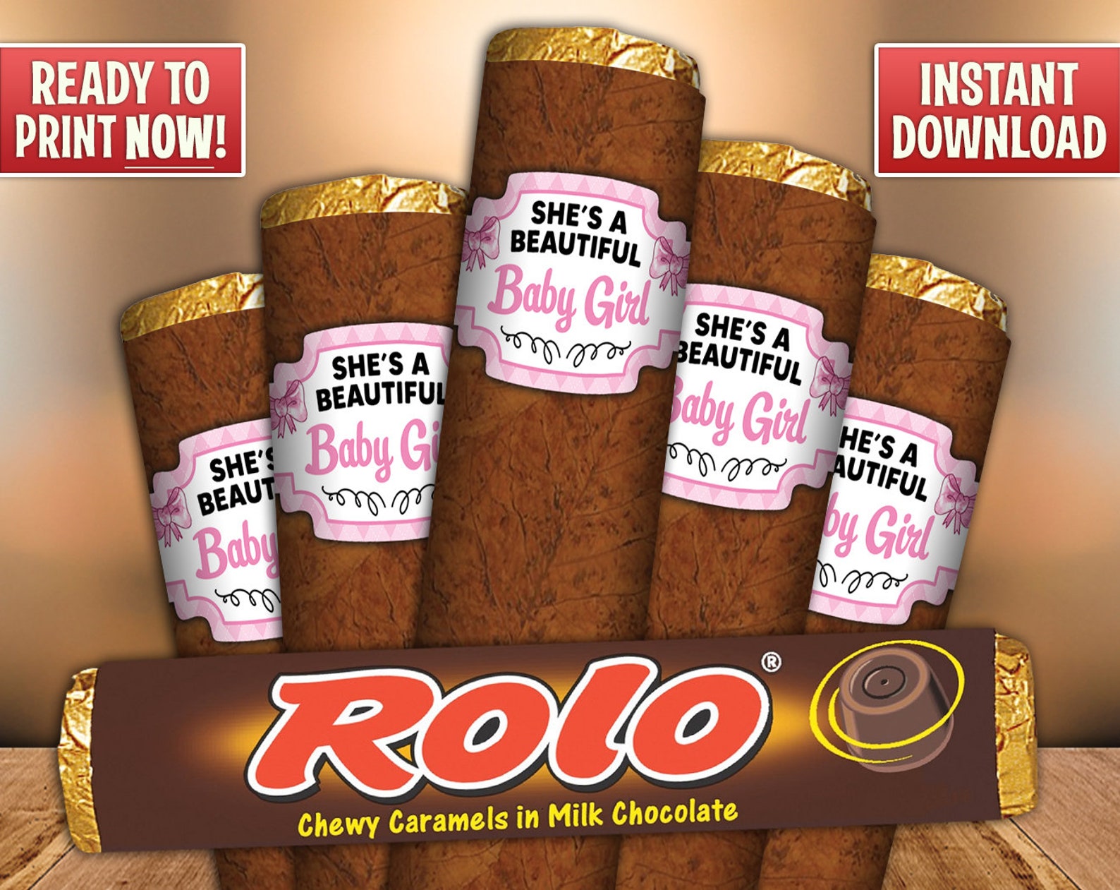 It's A Girl Chocolate Cigar Favor Wrappers for Rolo's Candy, DIY ...