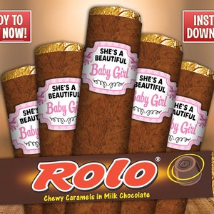 It's A Girl Chocolate Cigar Favor Wrappers for Rolo's Candy, DIY ...