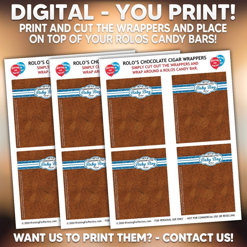 Instant Digital File - It's A Boy Chocolate Cigar Favor Wrappers for ...