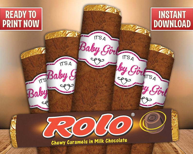 It's A Girl Chocolate Cigar Favor Wrappers for Rolo's Candy, DIY ...
