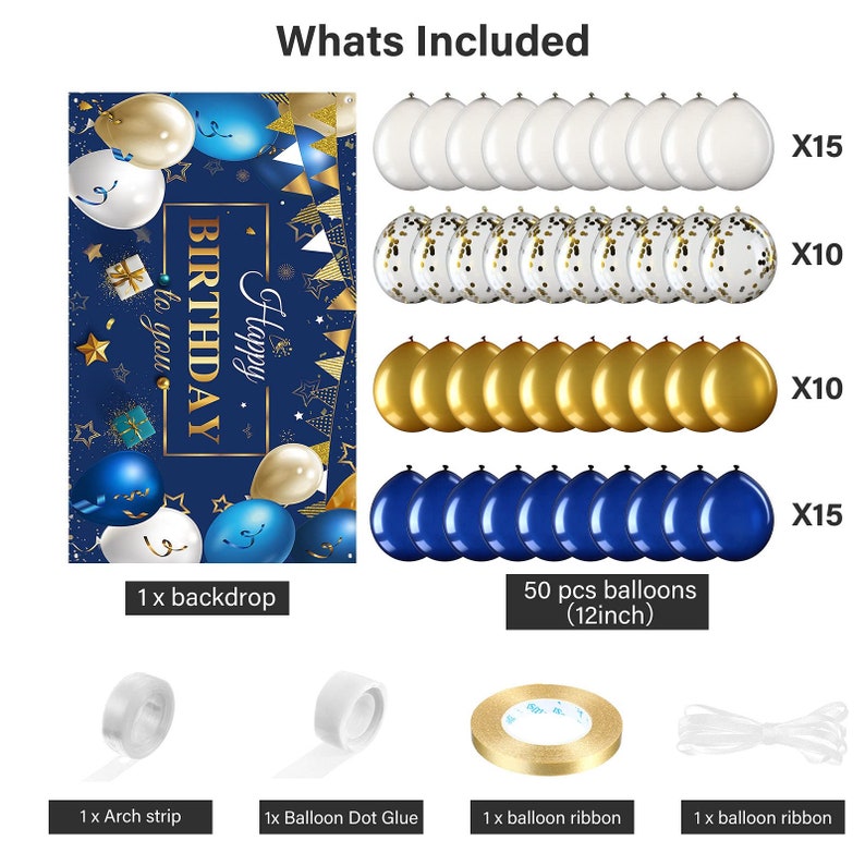 Navy Blue Birthday Confetti Balloons Kit Set 50 Pieces Etsy