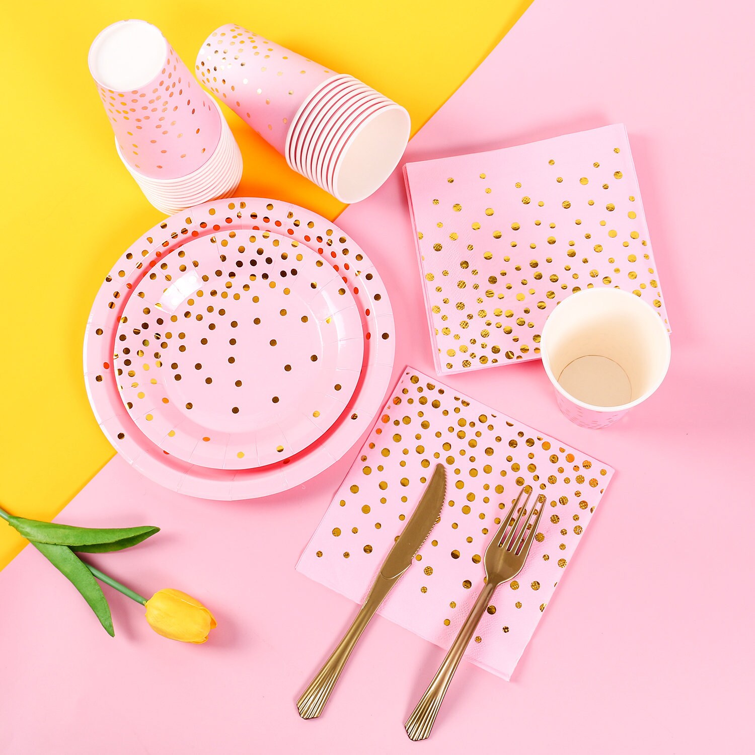 Pink And Gold Party Supplies 150pcs Golden Dot Disposable Etsy pink-and-gold-party-supplies-150pcs-golden-dot-disposable-etsy