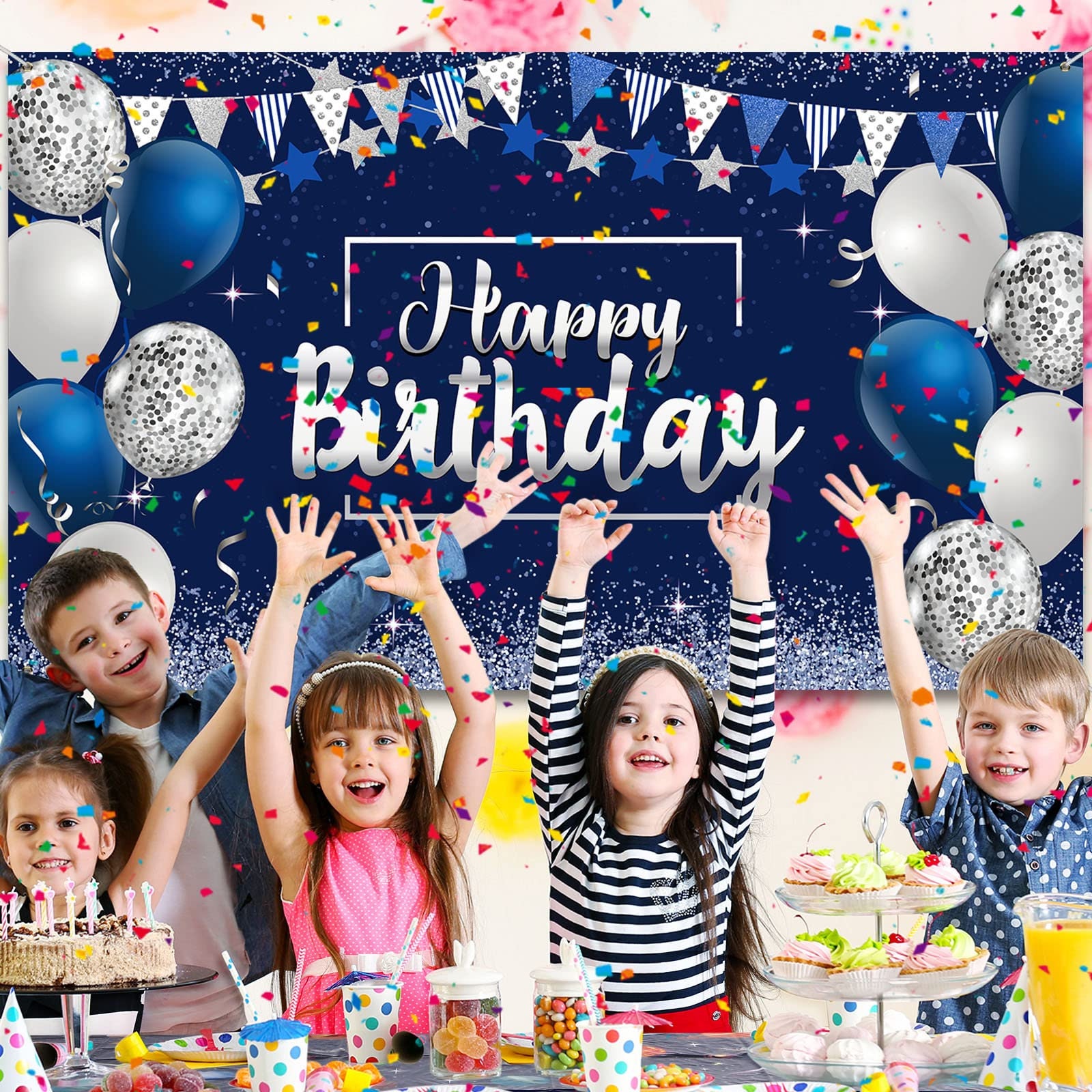 Navy Blue Birthday Confetti Balloons Kit Set 50 Pieces Etsy