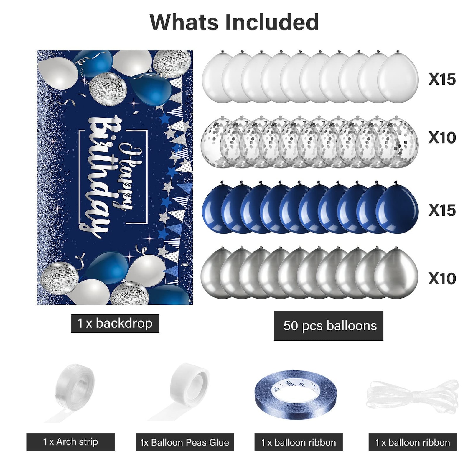Navy Blue Birthday Confetti Balloons Kit Set 50 Pieces Etsy