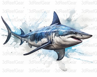 Tiger Shark Watercolor Digital Download - Etsy