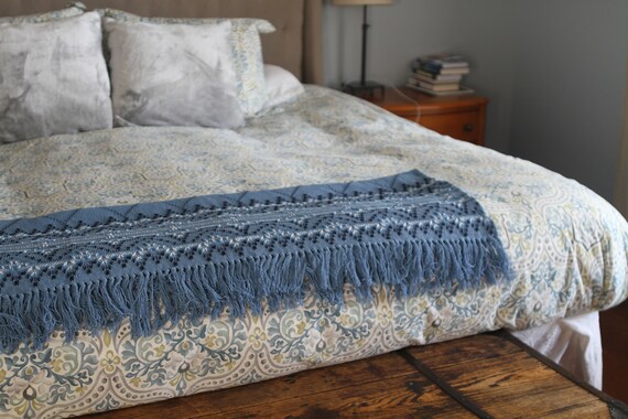 Handmade Afghan Blue Base With Dark Blue Medium Blue and - Etsy