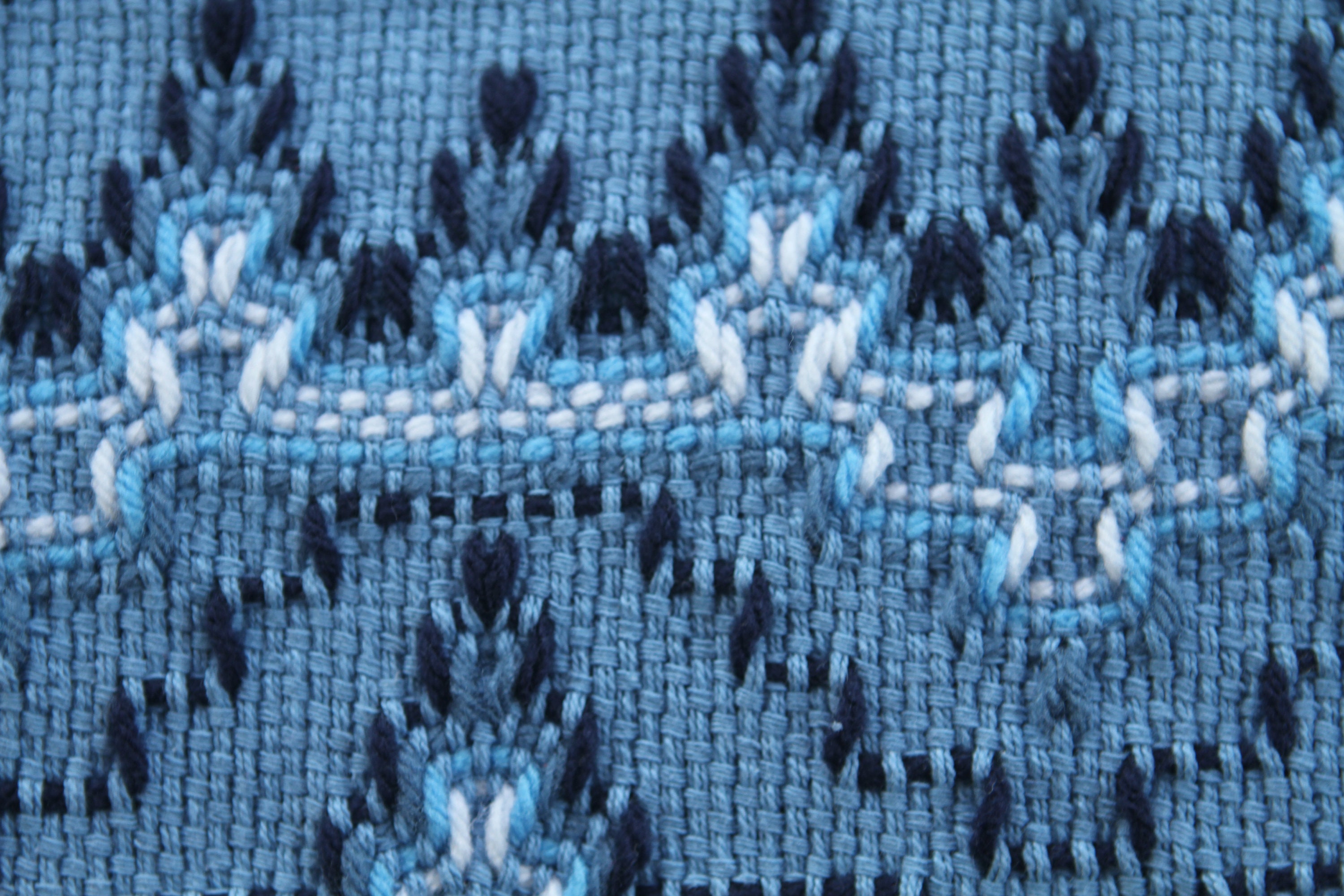 Handmade Afghan - Blue Base With Dark Blue, Medium Blue, and White ...