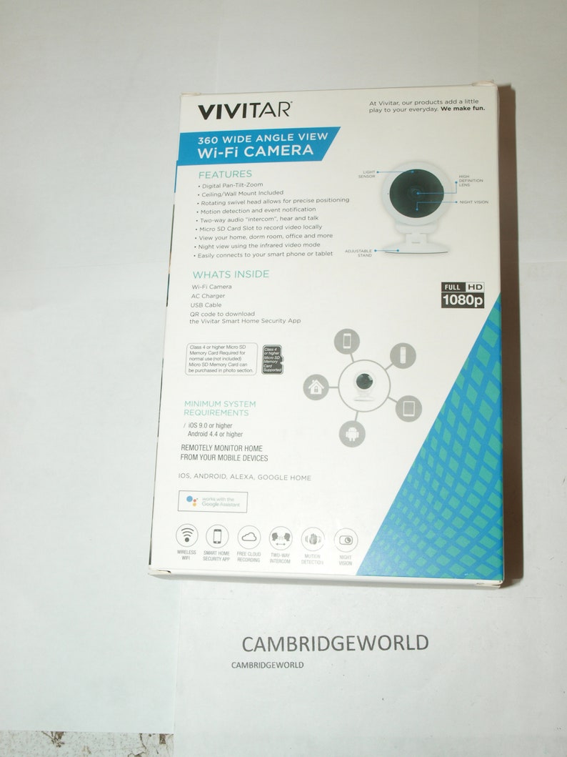 360 Wide Angle View Smart Home 1080p HD NEW Security Camera Vivitar ...