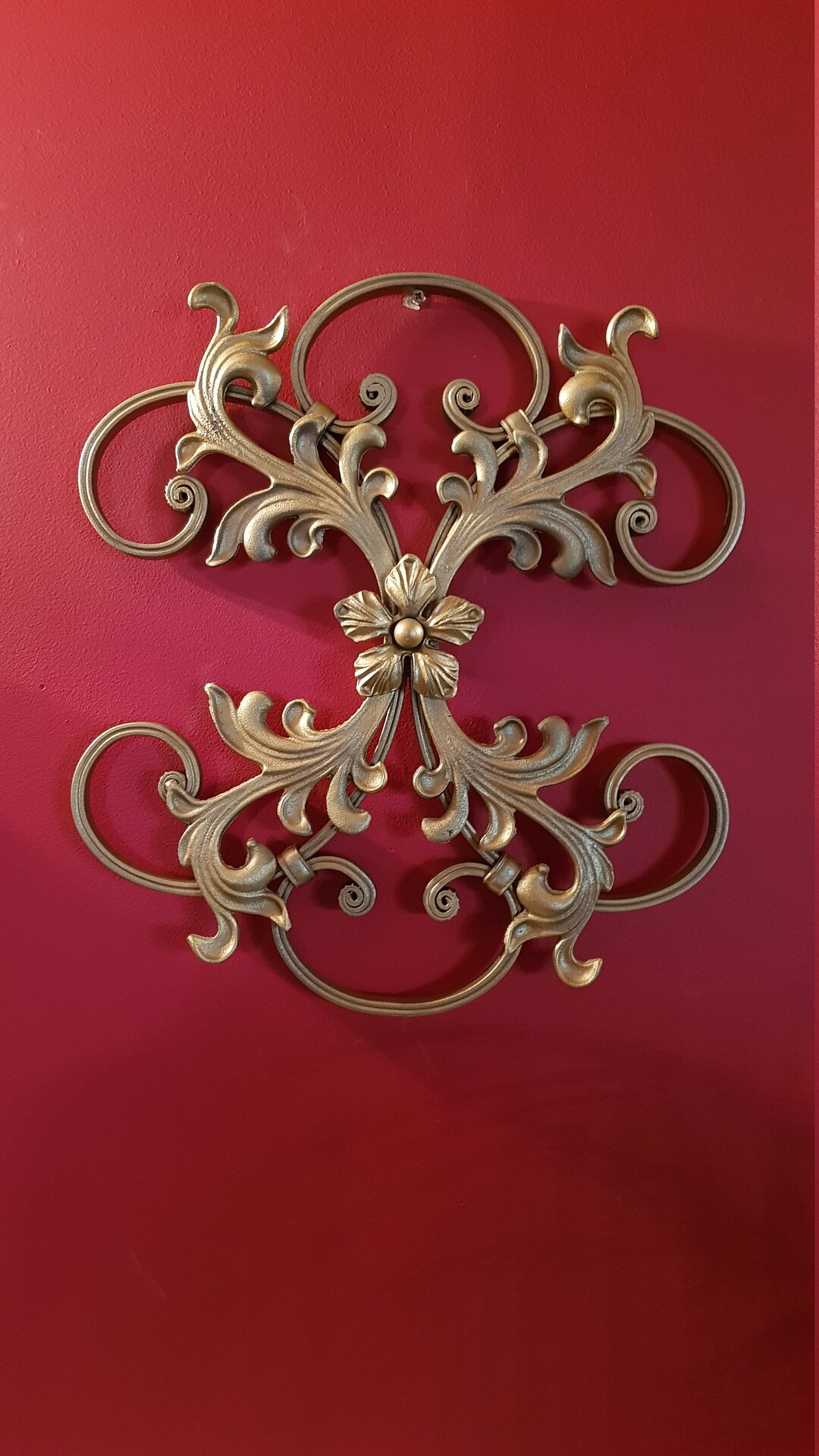 Wrought Iron Wall Art: Gold Flower & Leaf Scrollwork - Etsy