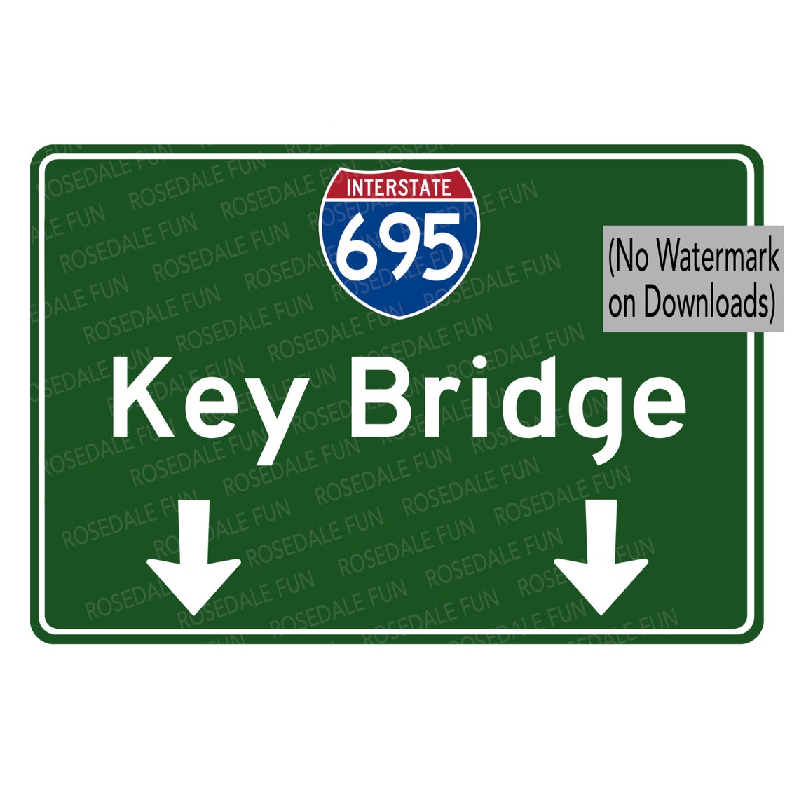 Key Bridge Highway Signs 4-PACK | Interstate 695, I-95, Dundalk Francis ...