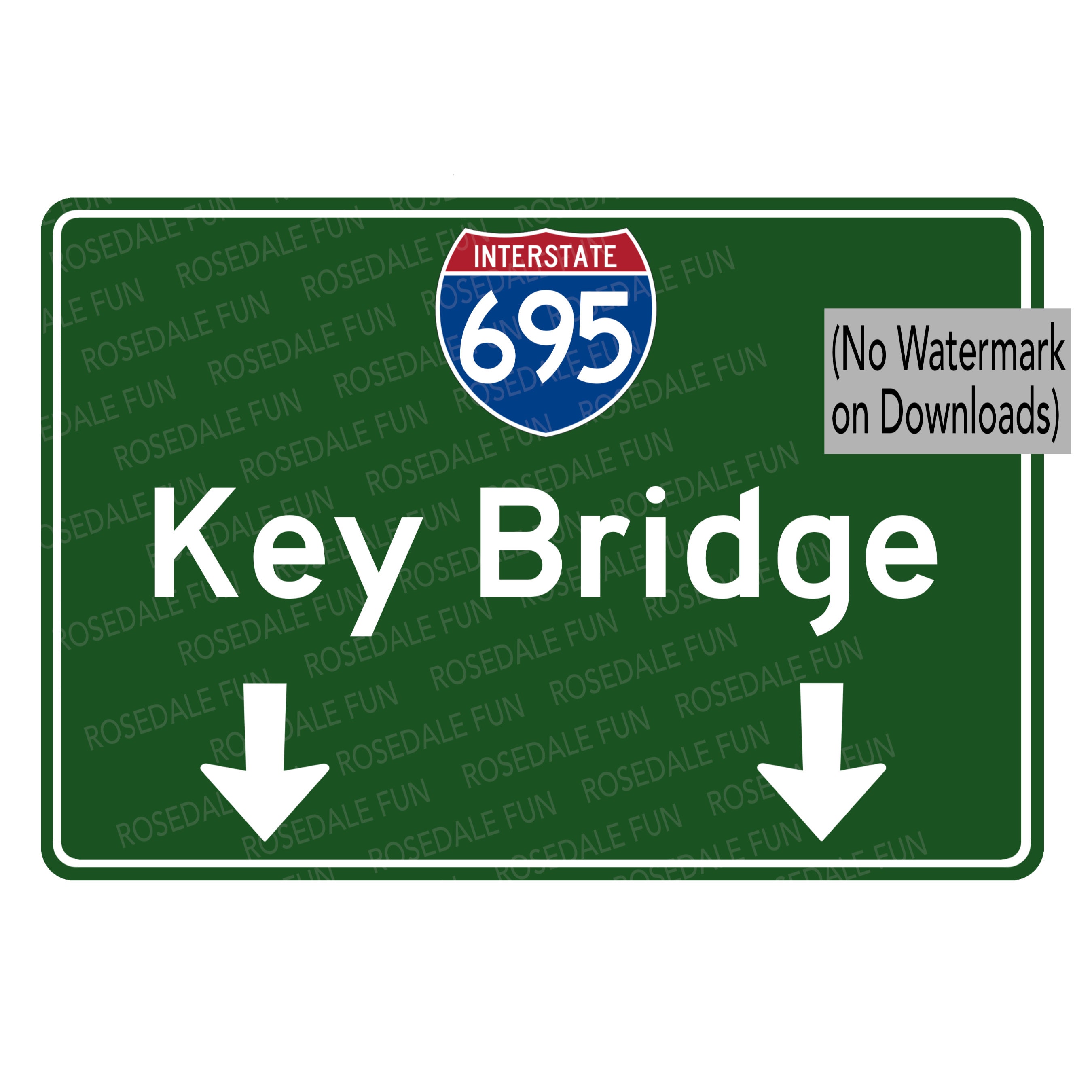 Key Bridge Highway Signs 4-PACK | Interstate 695, I-95, Dundalk Francis ...