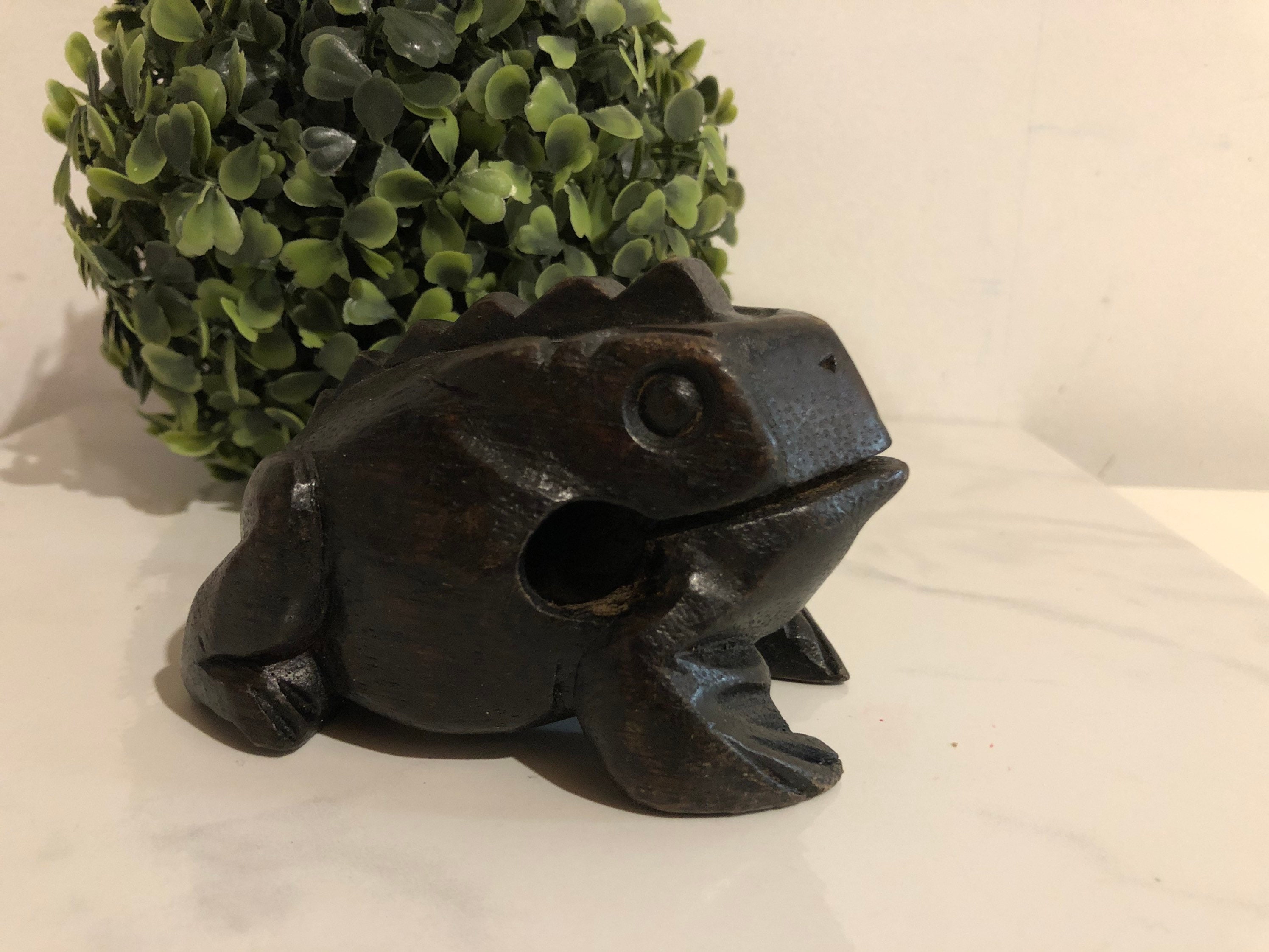 Carved Wood Frog Toad Sculpture Figurine Animal Art Hand | Etsy