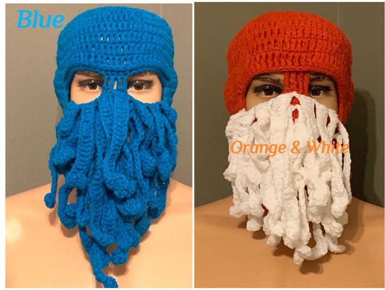 Tentacle Octopus Knit Beanie Hat Caps Beard Halloween Costume - Etsy