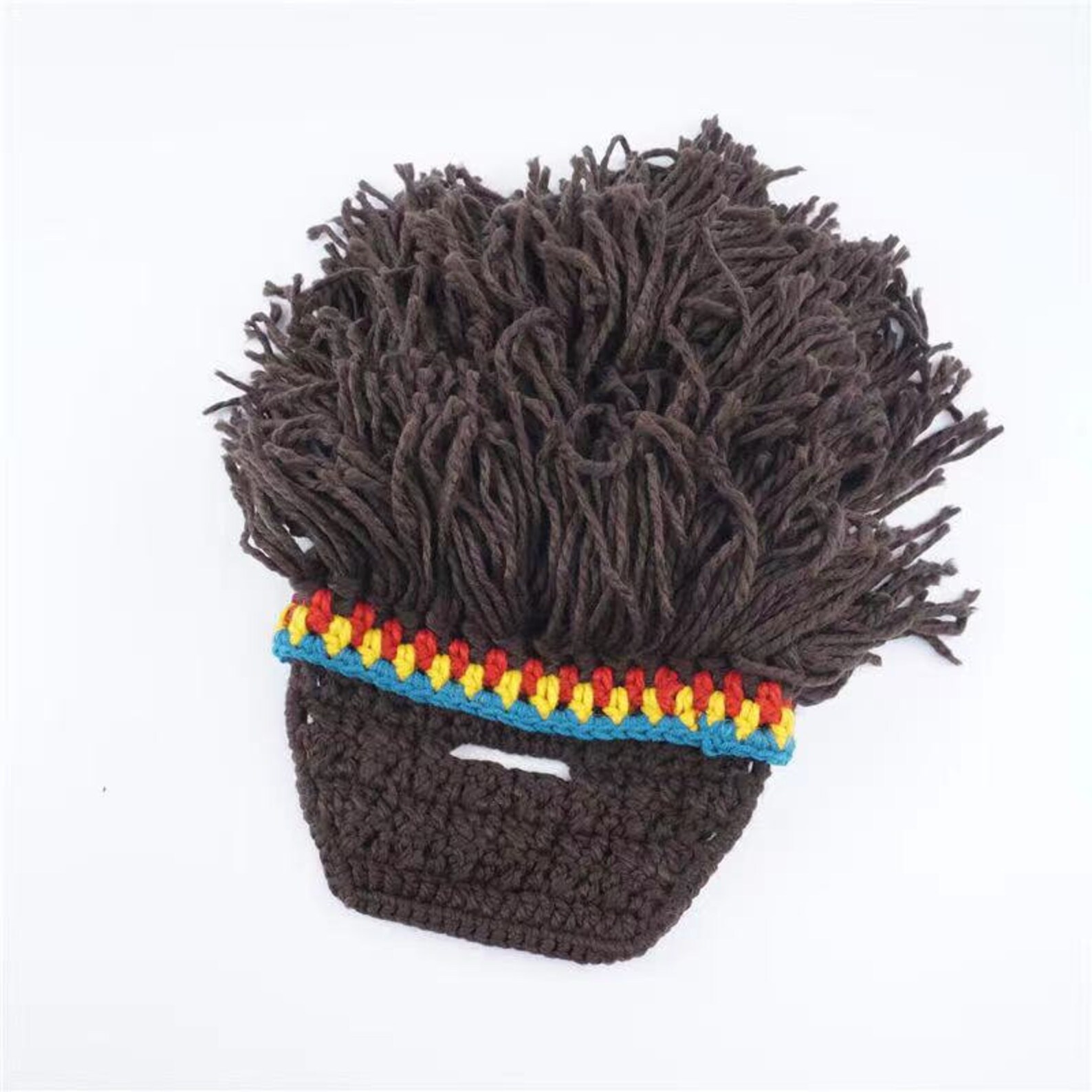 Christmas Winter Handmade Wool Knit Hat Wig Bearded Funny Men - Etsy