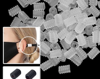 Ear Loop Adjusters, Clear Silicone Ear Loop Stopper for Face Masks ...