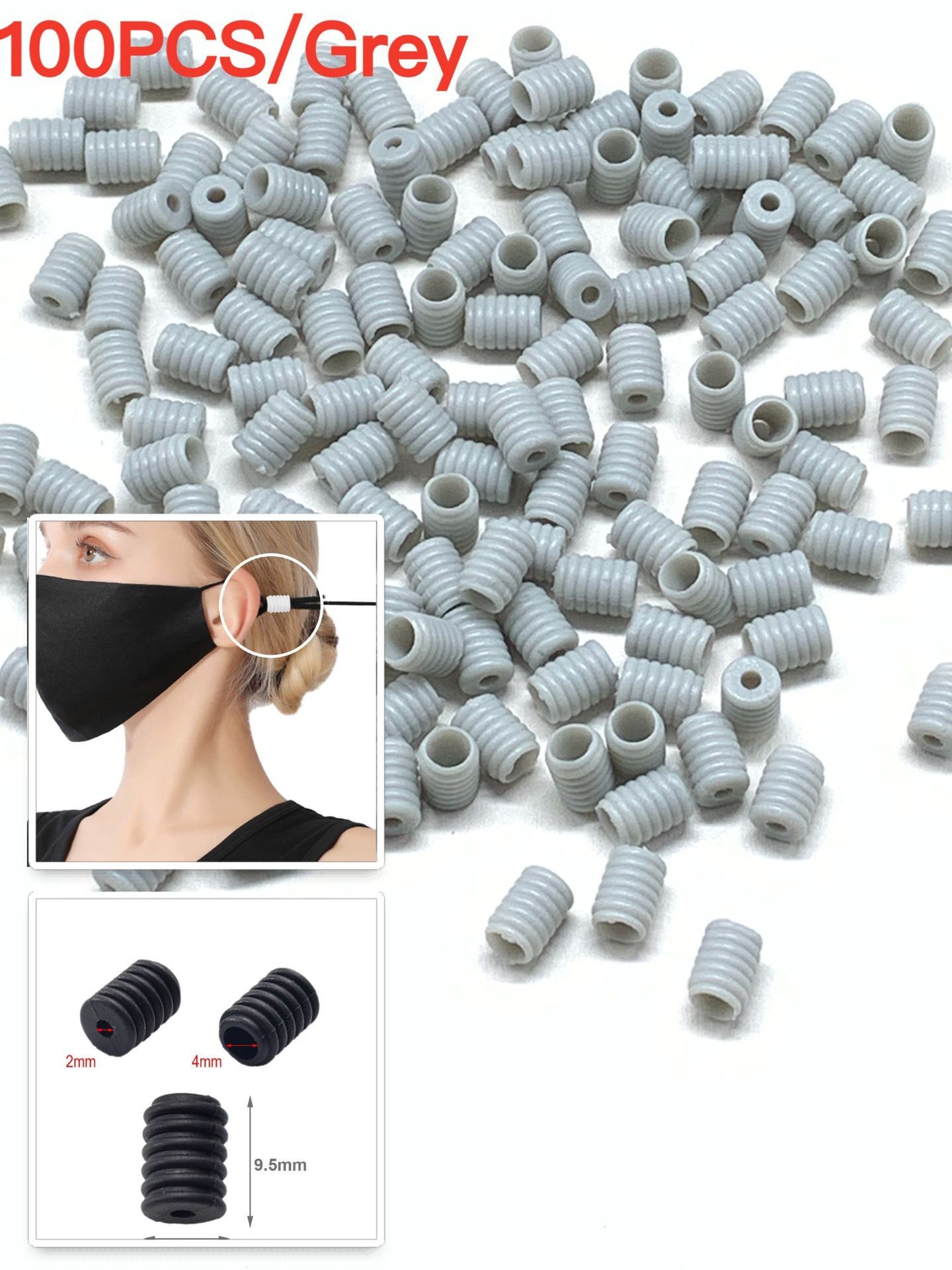 100PCS Gray Elastic Rope Cord Locks Ends Stopper Silicone | Etsy