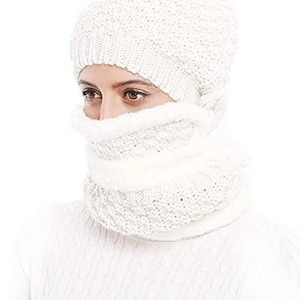 Fashion Winter Knit Beanie Cap Hat Scarf Neck Warmer Face Mouth Mask ...