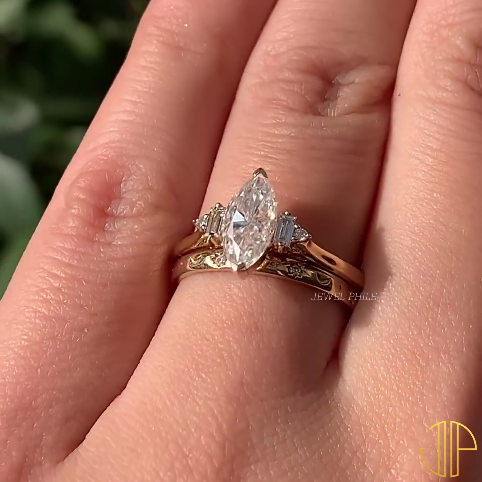 2 CT Marquise Cut Moissanite Diamond Engagement Ring Set Wedding ...