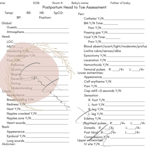 Mother Baby Nurse Report Sheet Postpartum Nurse Brain Mom - Etsy