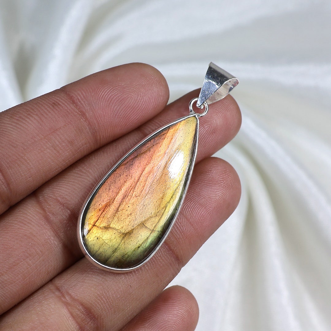 AAA Flashy Labradorite Pendant, Silver Pendant, Bezel Pendant, Pear ...