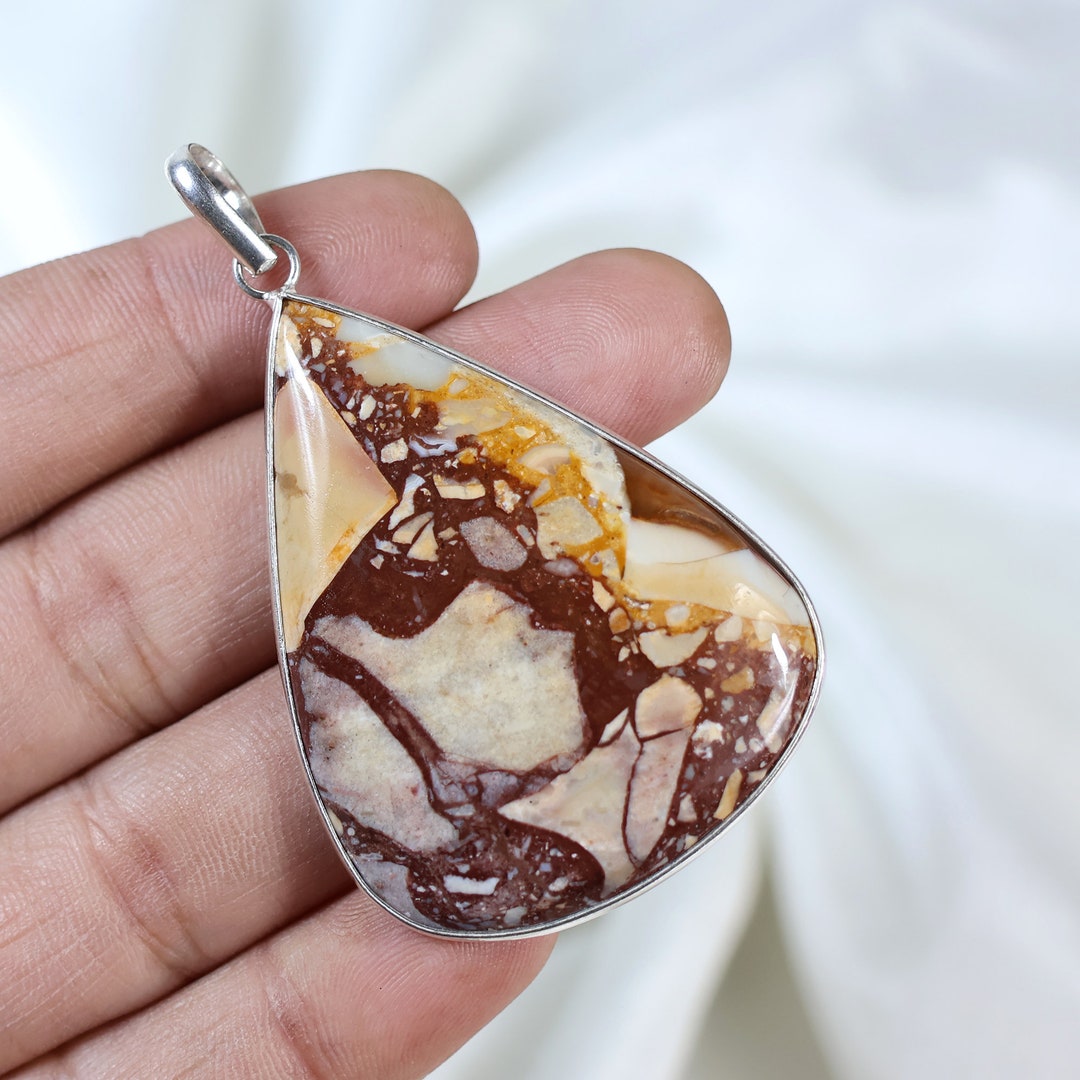 100% Natural Brecciated Mookaite Pendant, Pear Shape Pendant, Top ...