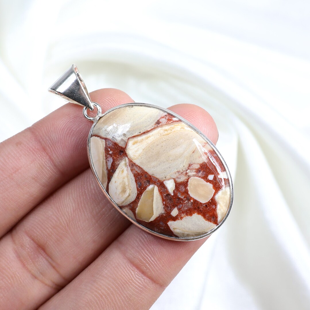 Incredilbe Brecciated Mookaite Jasper Pendant, Sterling Silver Pendant ...