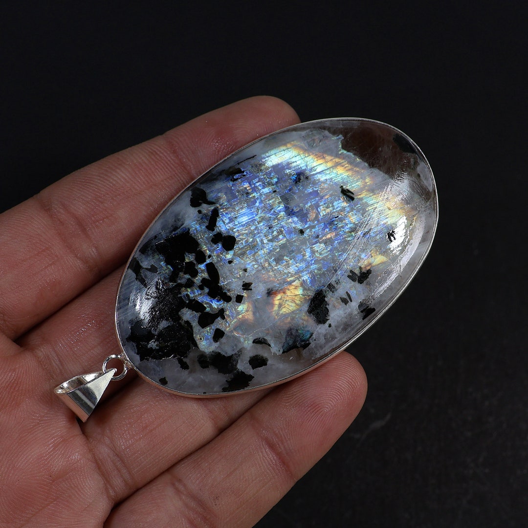 AAA Natural Rainbow Moonstone Pendant, Top Large Moonstone Gemstone ...