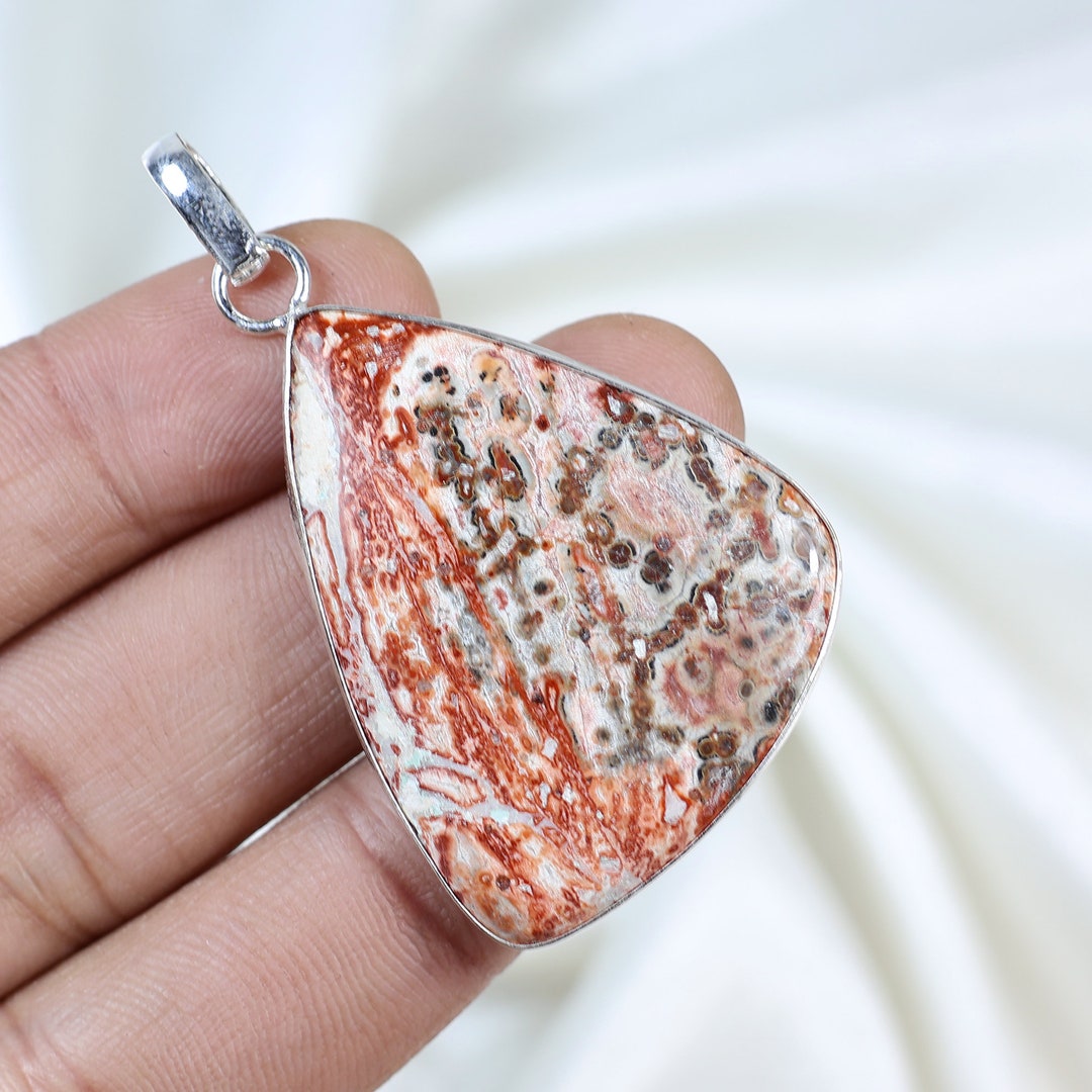 Leopard Skin Jasper Pendant, Bezel Pendant, Sterling Silver Pendant ...