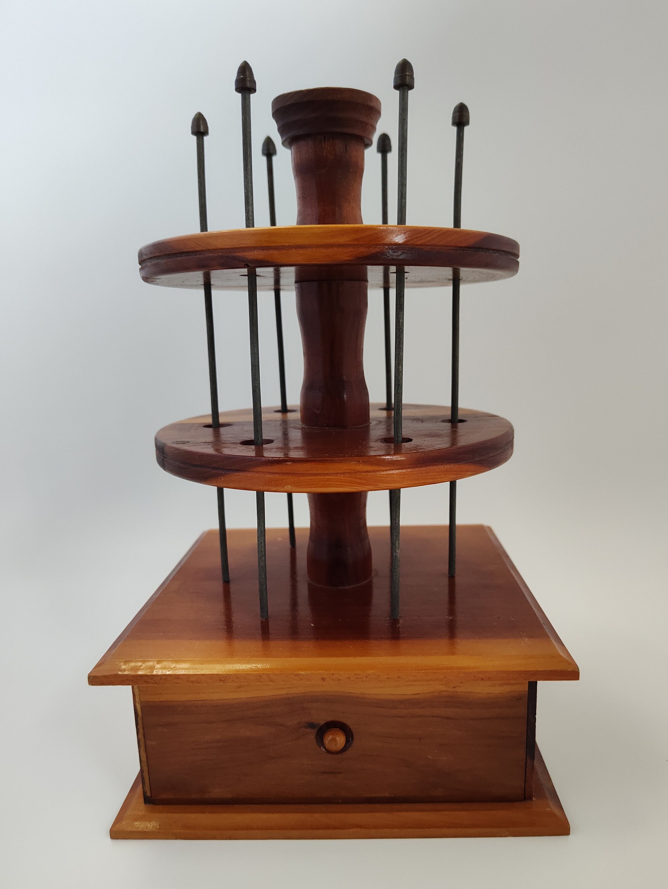 Vintage Cedar Thread Stand or Caddy With Storage Drawer - Etsy