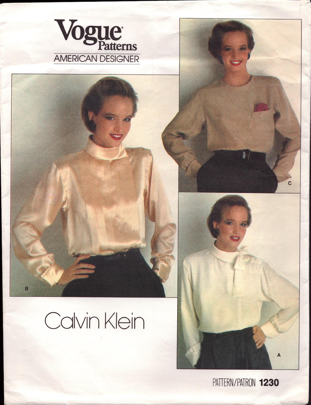 Vogue 1230 – Misses’ Blouse by Calvin Klein – American Designer – Size ...