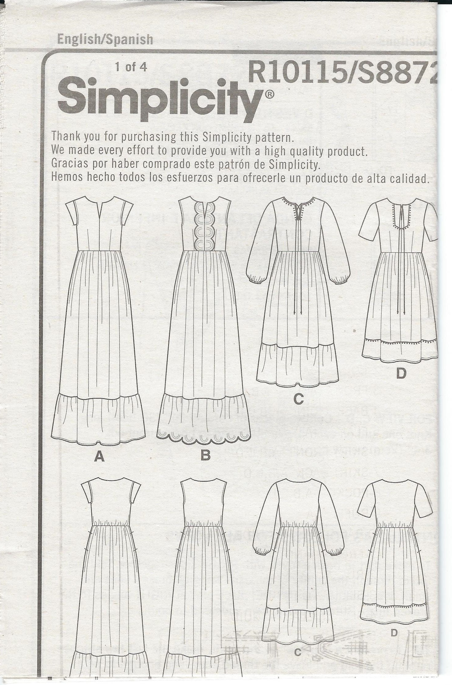 Simplicity R10115 / 8872 Misses Pullover Dress in Three Lengths W ...