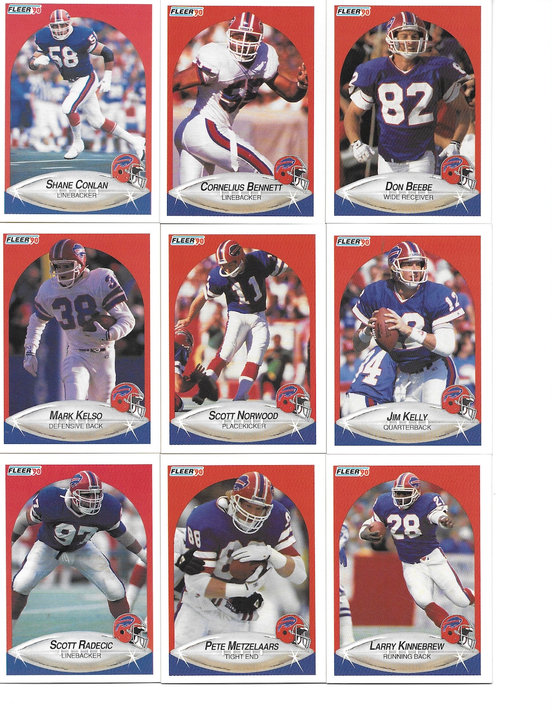 Fleer 1990 Football Cards 15 Buffalo Bills FREE SHIPPING - Etsy