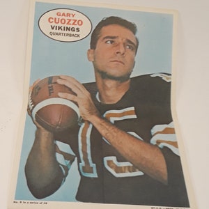 Topps 1969 Football Poster Gary Cuozzo Minnesota Vikings FREE - Etsy