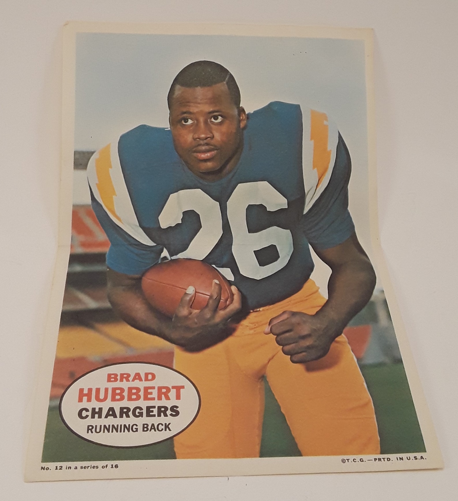 Topps 1968 Football Poster Brad Hubbert San Diego Chargers FREE ...