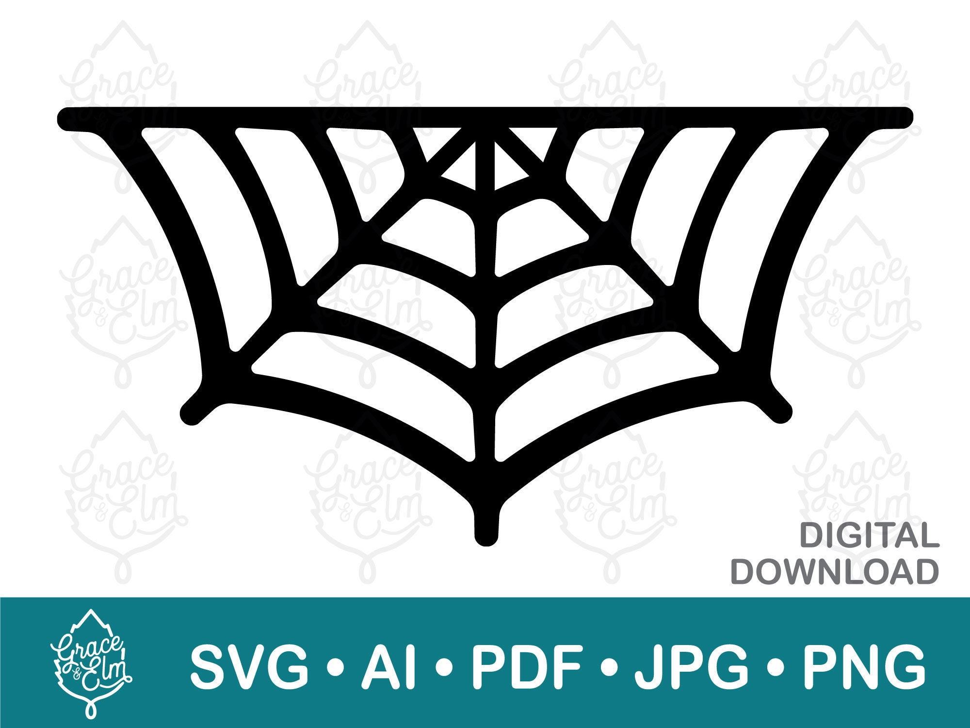 Spider Half Web SVG - Halloween SVG - Laser Cut File - Silhouette ...
