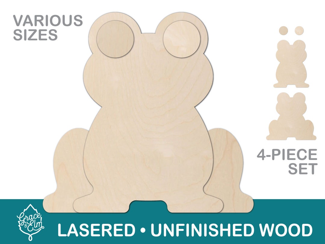 Frog 4-piece Set Laser Cut Frog Wood Sign Blanks Nursery Decor Laser ...